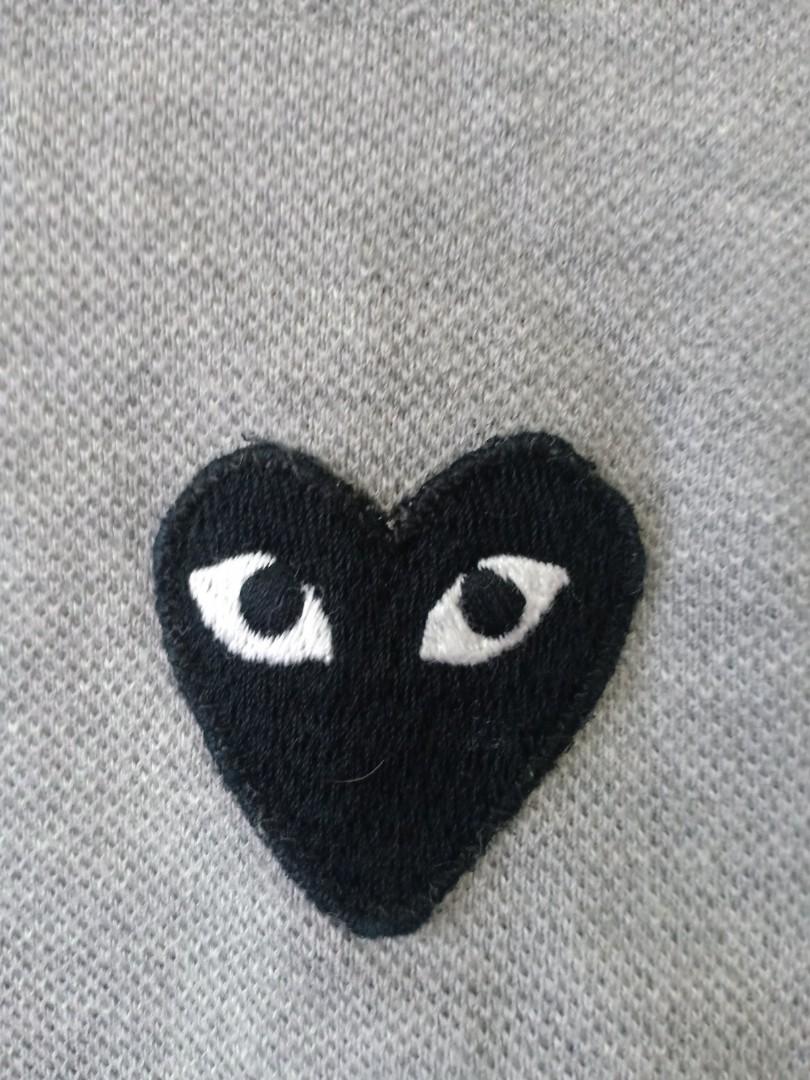 cdg play grey blach heart logo poloshirt, Men's Fashion, Tops & Sets ...
