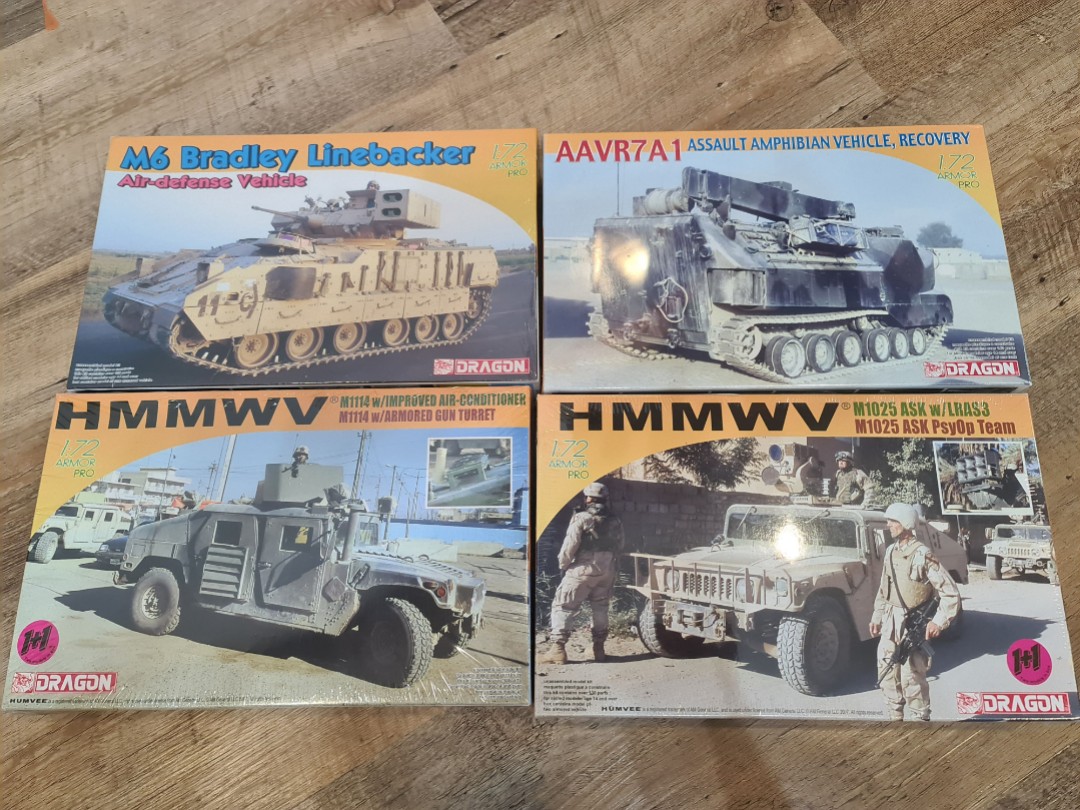 Dragon model 1:72 scale - m6 Bradley linebacker, HMMWV, AAVR7A1 ...