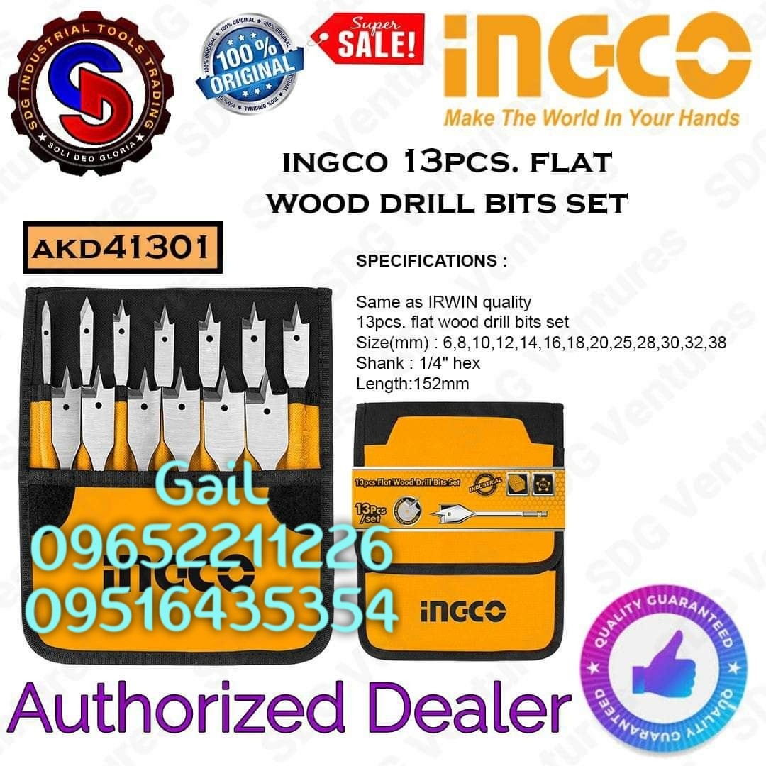 INGCO 13pcs. Flat Wood Drill Bits Set (AKD41301), Commercial & Industrial, Construction Tools ...