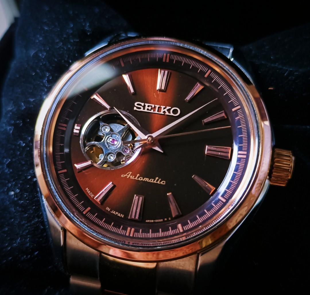 [JDM] Seiko Presage Open Heart Rose Gold Brown Automatic Dress Watch ...