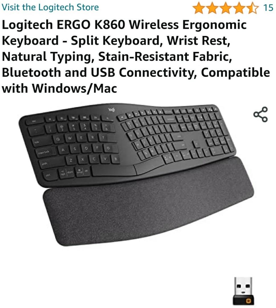 Logitech Ergo K860 curved keyboard, Computers & Tech, Parts ...