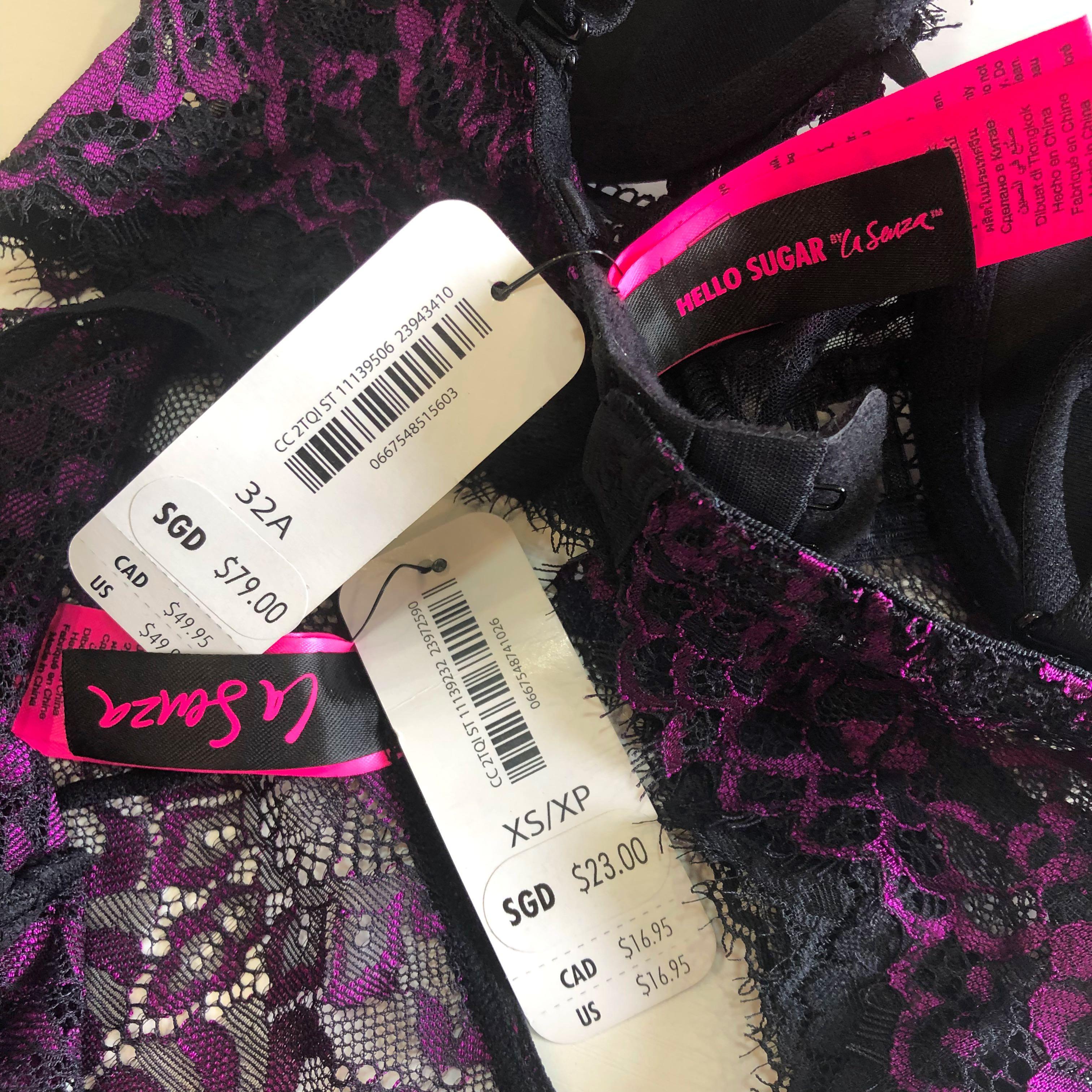 La Senza Hello Sugar Bra & Brazilian Panty - 32A / XS Black Wine Color ...