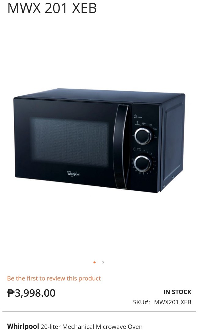 Whirlpool microwave oven MWX 201 XEB, TV & Home Appliances, Kitchen ...
