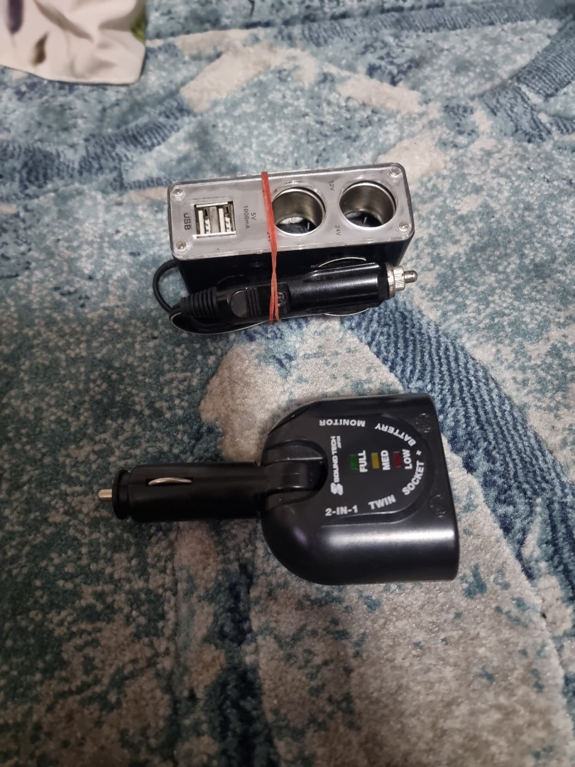 2 port car Jack with 2 USB, Car Accessories, Accessories on Carousell