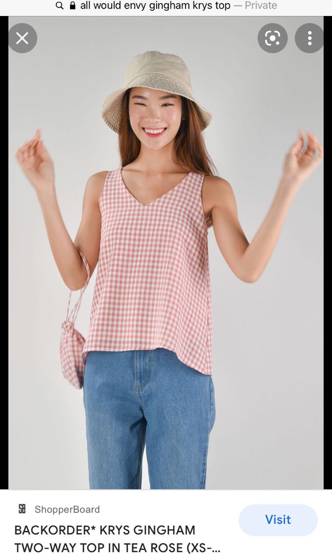 All would envy (awe) krys gingham two-way top in pink, Women's Fashion ...