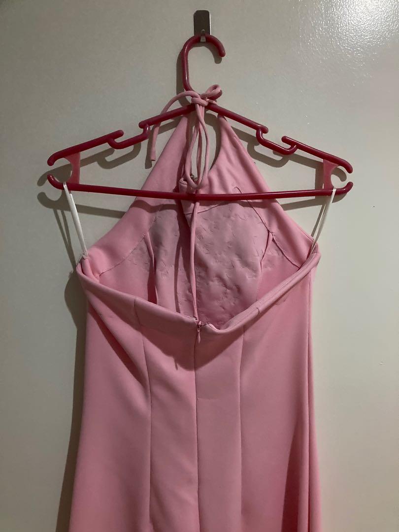 Beaded Halter Gown Pink Womens Fashion Dresses And Sets Evening Dresses And Gowns On Carousell