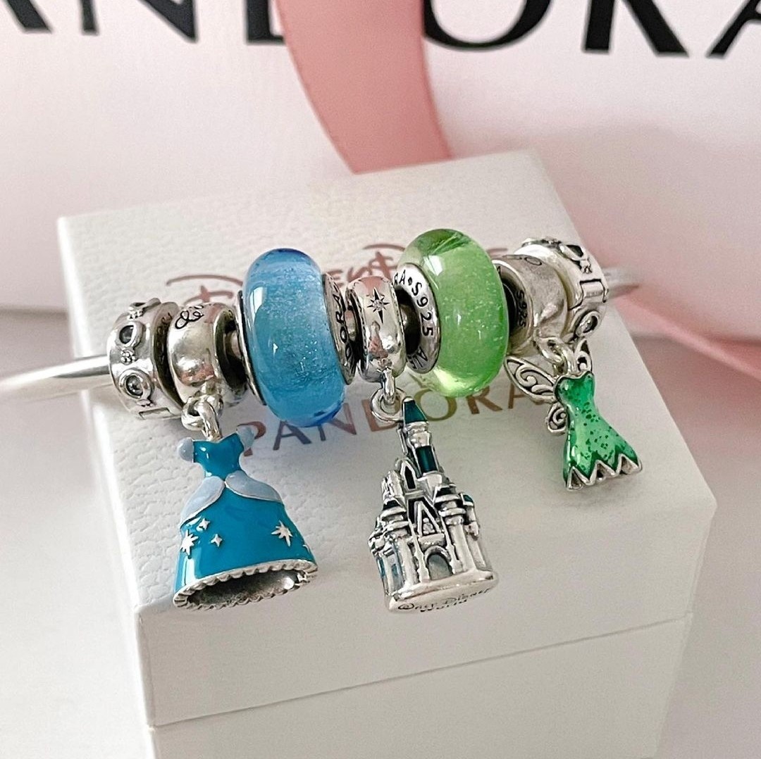‼️BIGGEST SALE‼️AUTHENTIC PANDORA CINDERELLA & TINKER BELL DRESS DANGLE ...
