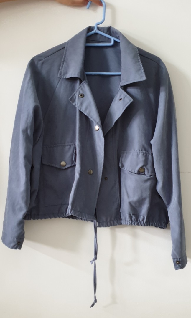 Biker Jacket in dusty blue, Women's Fashion, Coats, Jackets and ...