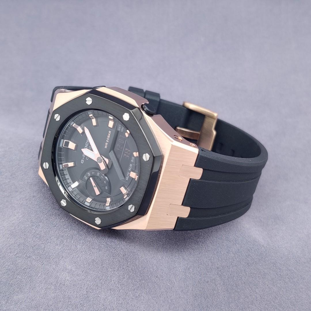 Custom Gshock GA2100 AP Gunmetal Casio Oak Casioak Black Stealth Metal ...