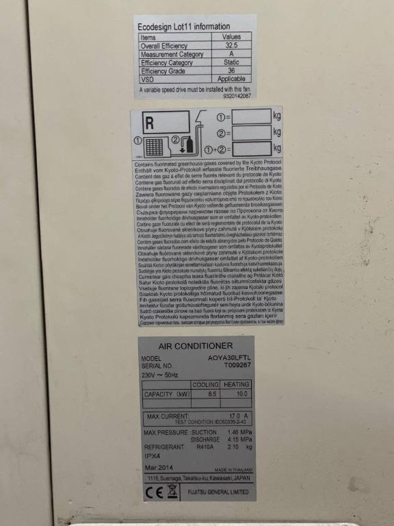 Fujitsu Inverter R410A Compressor Aircon Cassette 2nd hand fuji without ...
