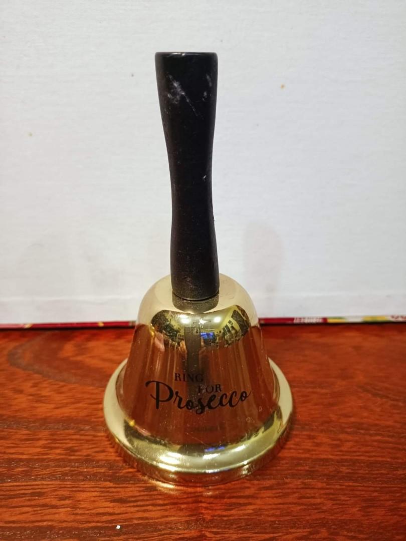 gold plated metal bell "ring for Prosecco", Furniture & Home Living ...