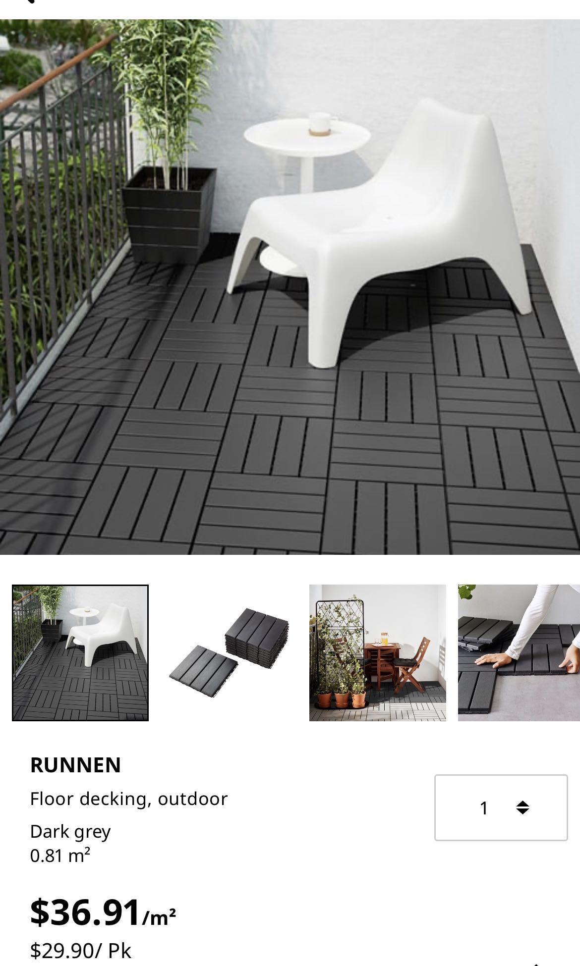 Ikea Runnen Floor Decking (Grey), Furniture & Home Living, Outdoor ...
