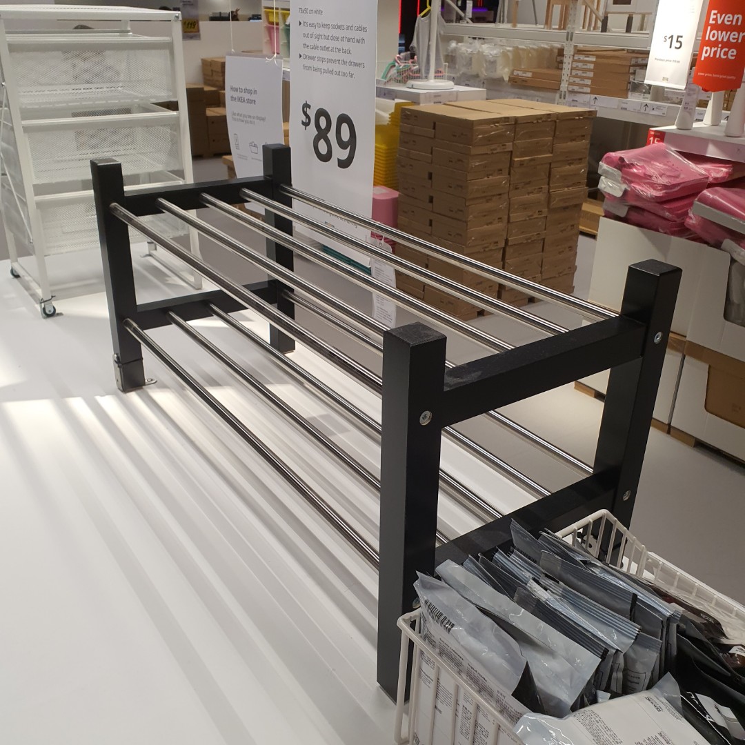 IKEA Black Shoe Rack Tjusig, Furniture & Home Living, Furniture ...