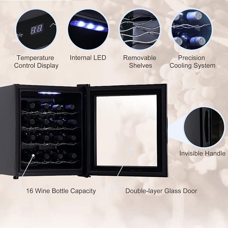 KUPPET BCW-48A 16 Bottles Thermoelectric Freestanding Wine Cooler ...