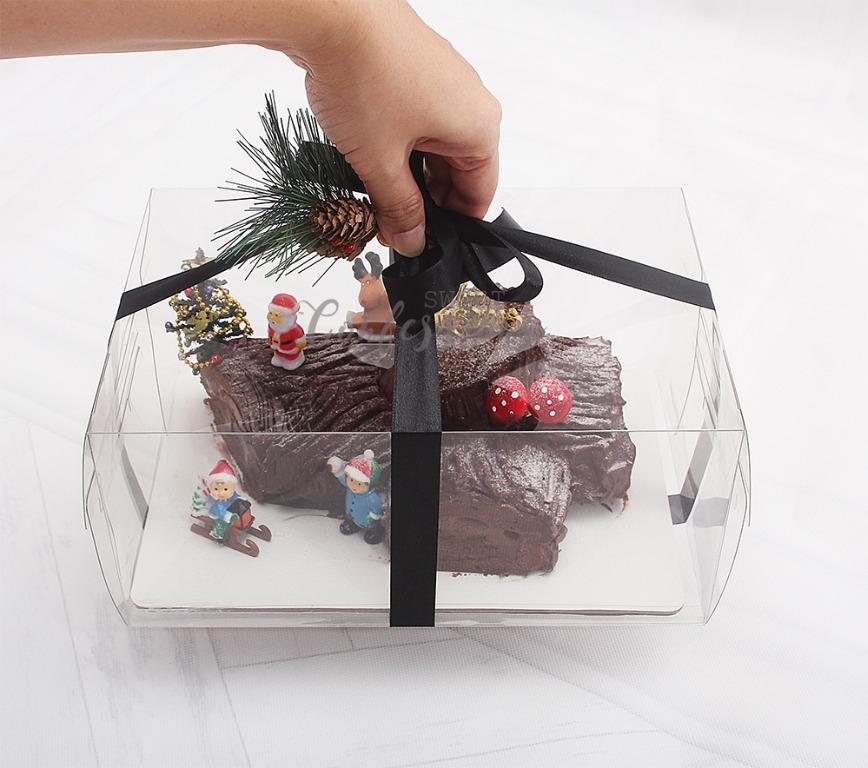 Large log cake box swiss roll box tree stump cake rectangle box clear ...