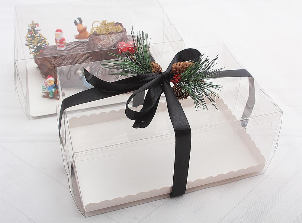 Large log cake box swiss roll box tree stump cake rectangle box clear ...