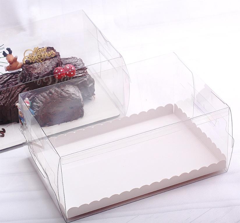 Large log cake box swiss roll box tree stump cake rectangle box clear ...