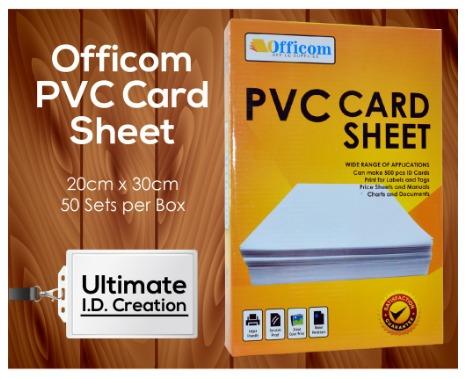 OFFICOM PVC ID Card Sheet A4 Printable Card Sheet Free Size for Bagtag ...