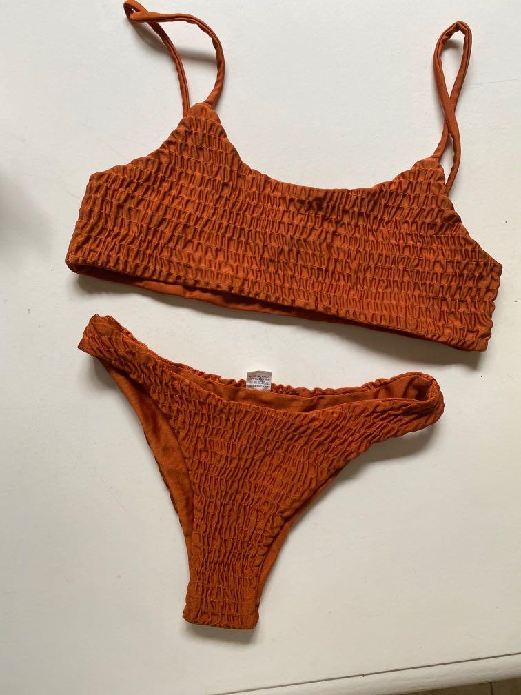 Rust Ruched Bikini, Women's Fashion, Swimwear, Bikinis & Swimsuits on ...