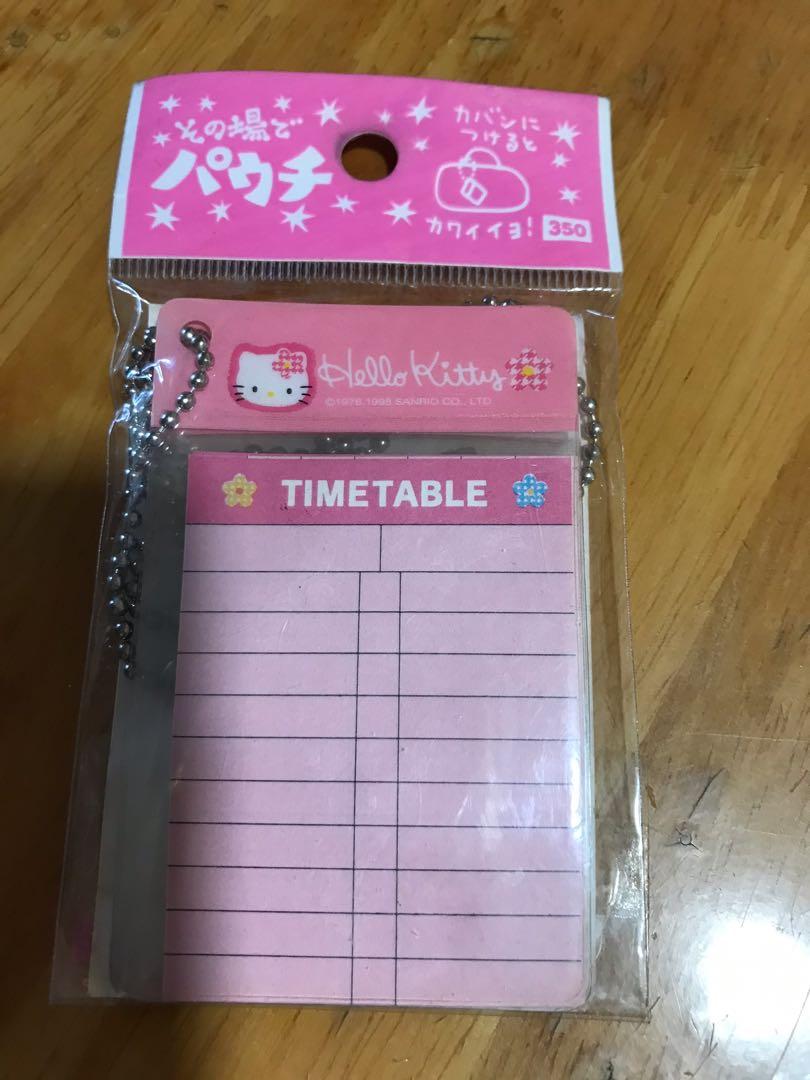Sanrio 1998 KT Timetable, 興趣及遊戲, 手作＆自家設計, 文具 - Carousell