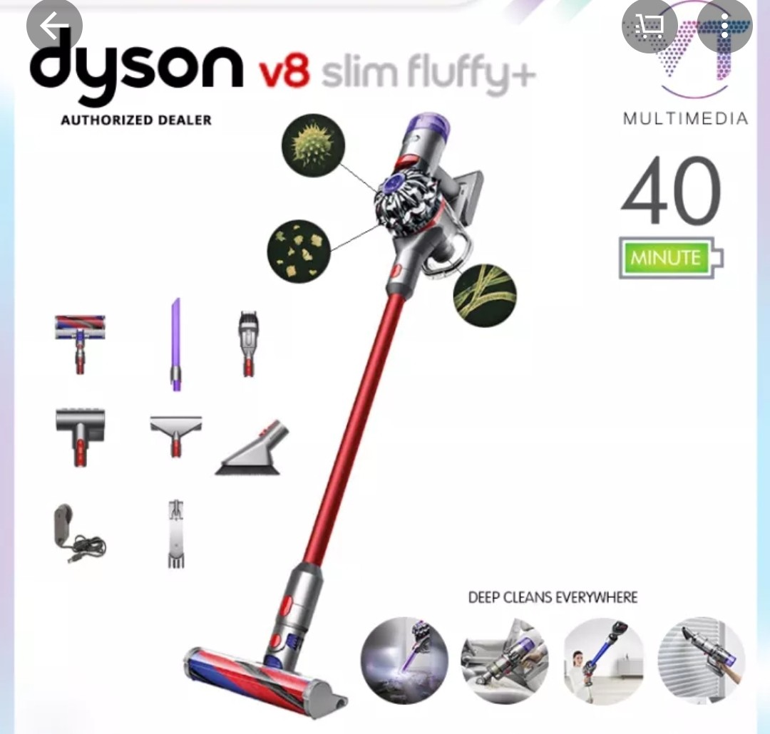 Dyson V8 slim fluffy+ vacuum cleaner, TV & Home Appliances, Vacuum ...