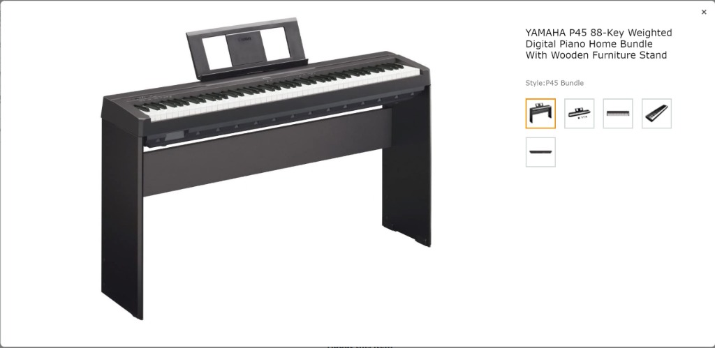 Yamaha P45 88-Key Digital Piano Home Bundle with Wooden Furniture Stand ...