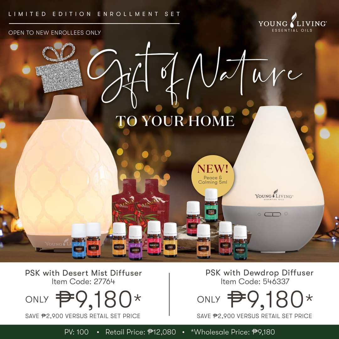 Young Living Premium Starter Kit - Diamond, Dewdrop and Desert Mist diffusers to choose from ...