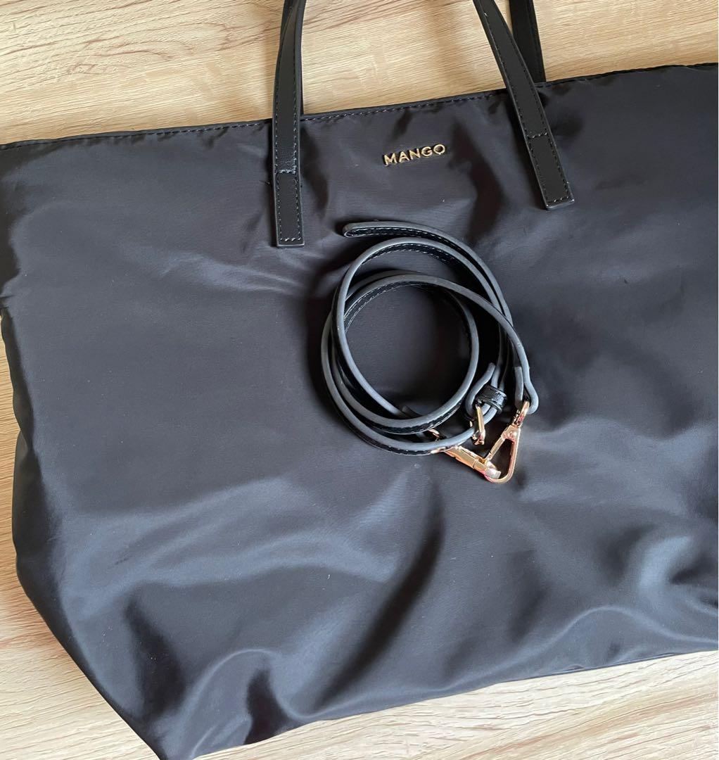 Authentic Black Mango Nylon Tote Bag, Luxury, Bags & Wallets on Carousell