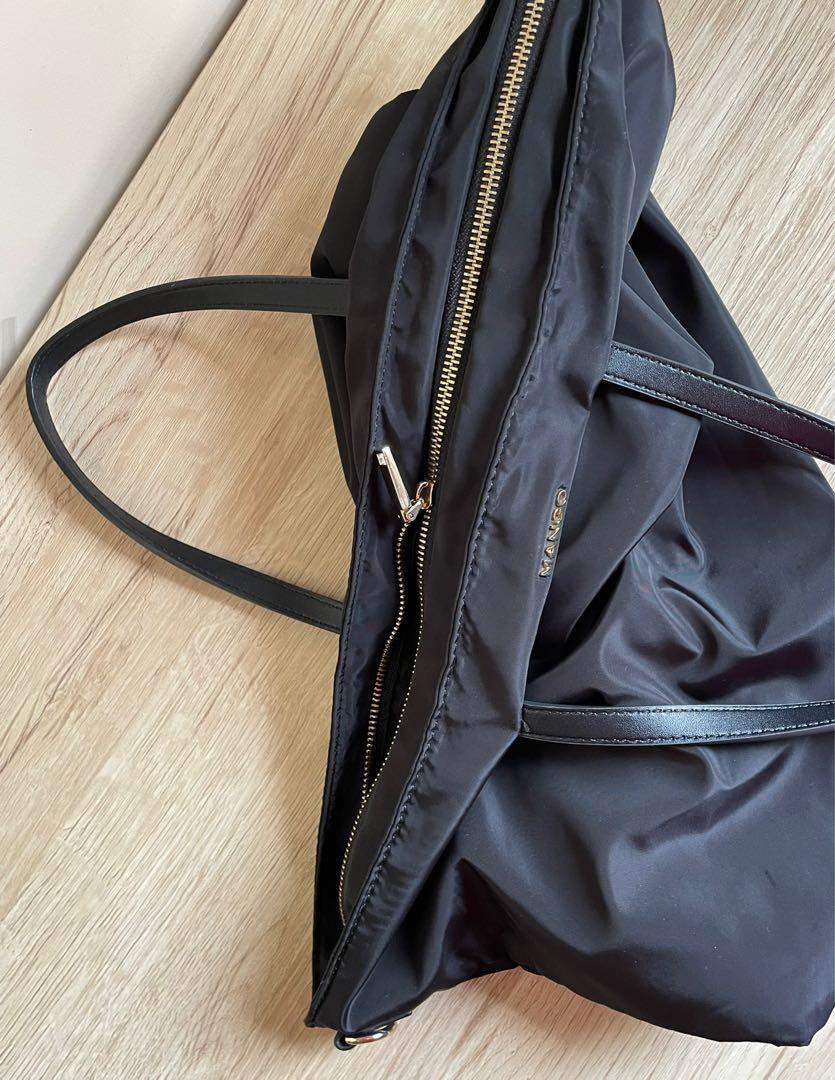 Authentic Black Mango Nylon Tote Bag, Luxury, Bags & Wallets on Carousell