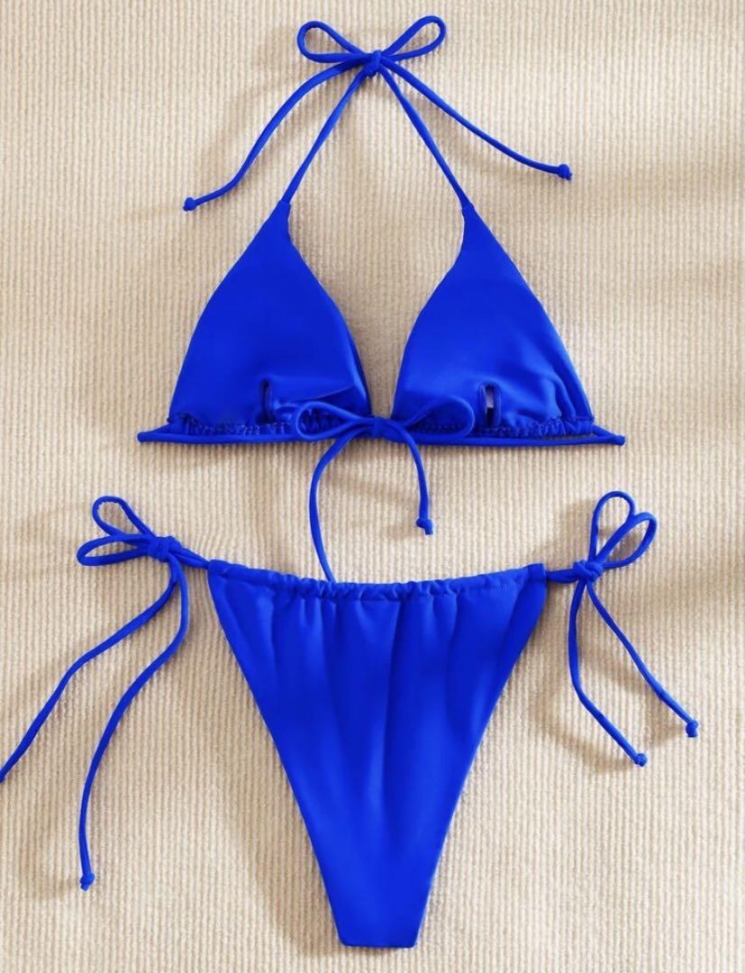 Blue Triangle Bikini Swimsuit, Women's Fashion, Swimwear, Bikinis ...