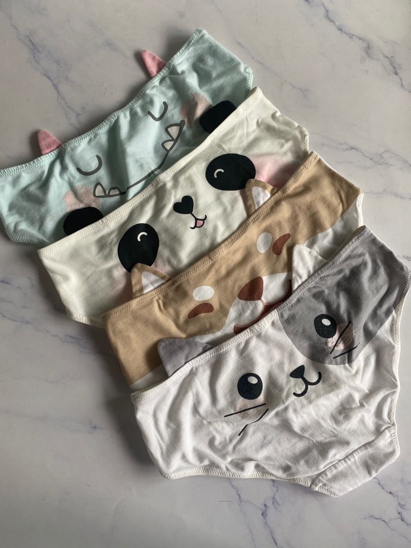 Cartoon Animals Panties (Set of 4), Women's Fashion, Undergarments ...