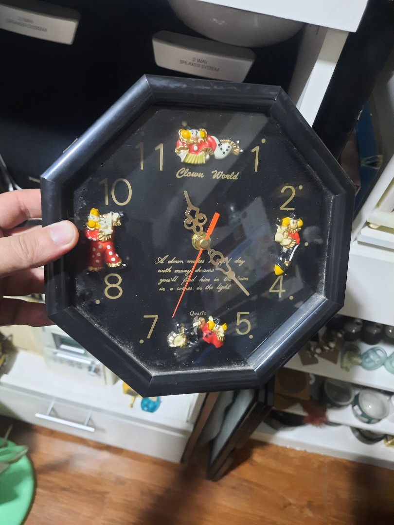 Clown wall clock, Furniture & Home Living, Home Decor, Clocks on Carousell
