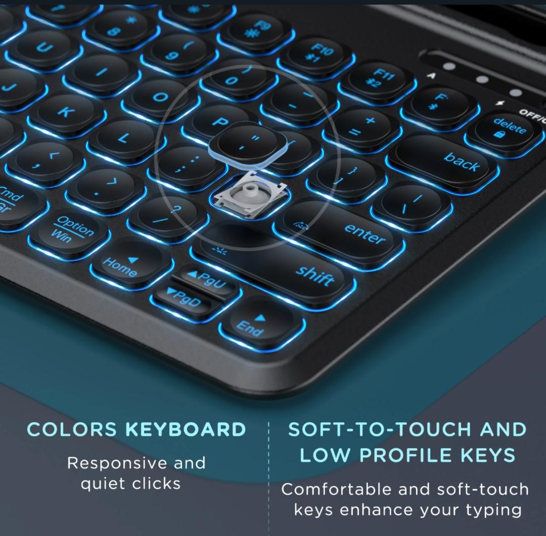 Jelly Comb 7-Color Rechargeable Backlit Wireless Bluetooth Keyboard ...