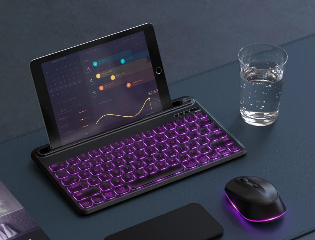 Jelly Comb 7-Color Rechargeable Backlit Wireless Bluetooth Keyboard ...