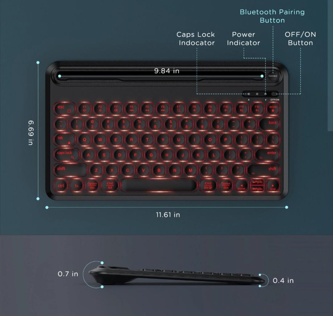 Jelly Comb 7-Color Rechargeable Backlit Wireless Bluetooth Keyboard ...