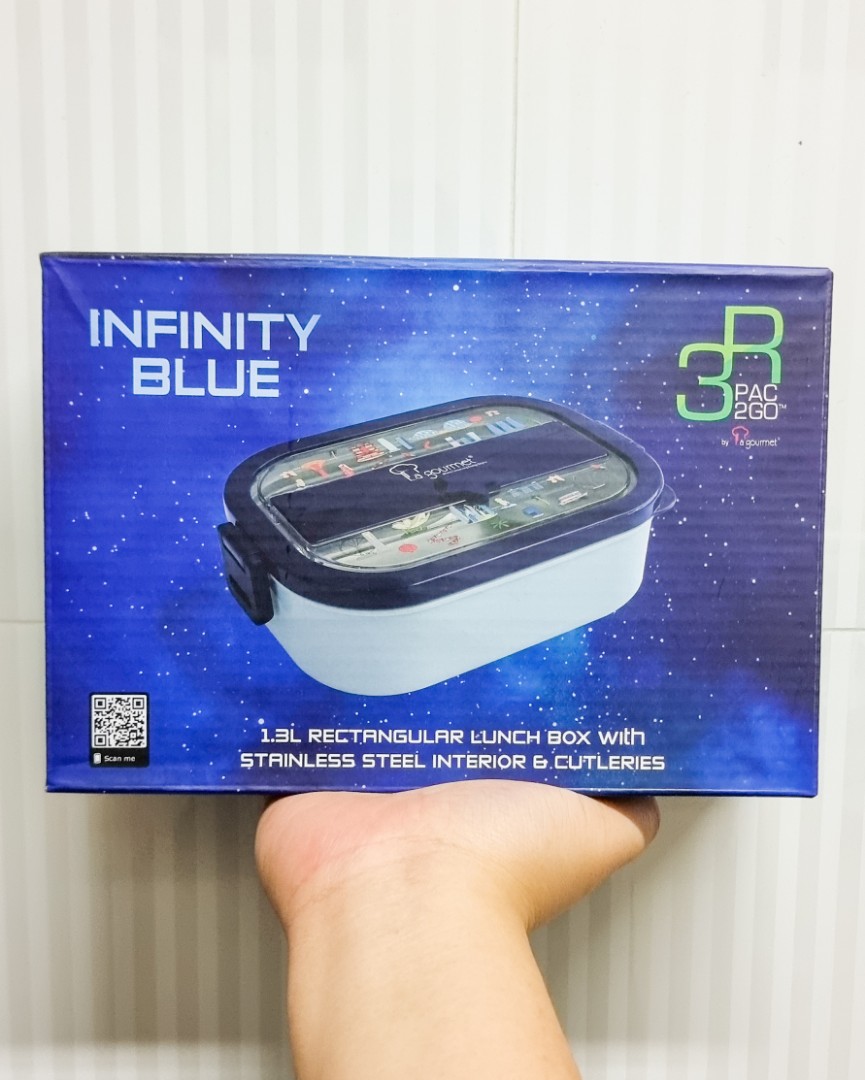 La Gourmet Infinity Blue Series - Rectangular Lunch Box with Cutleries ...