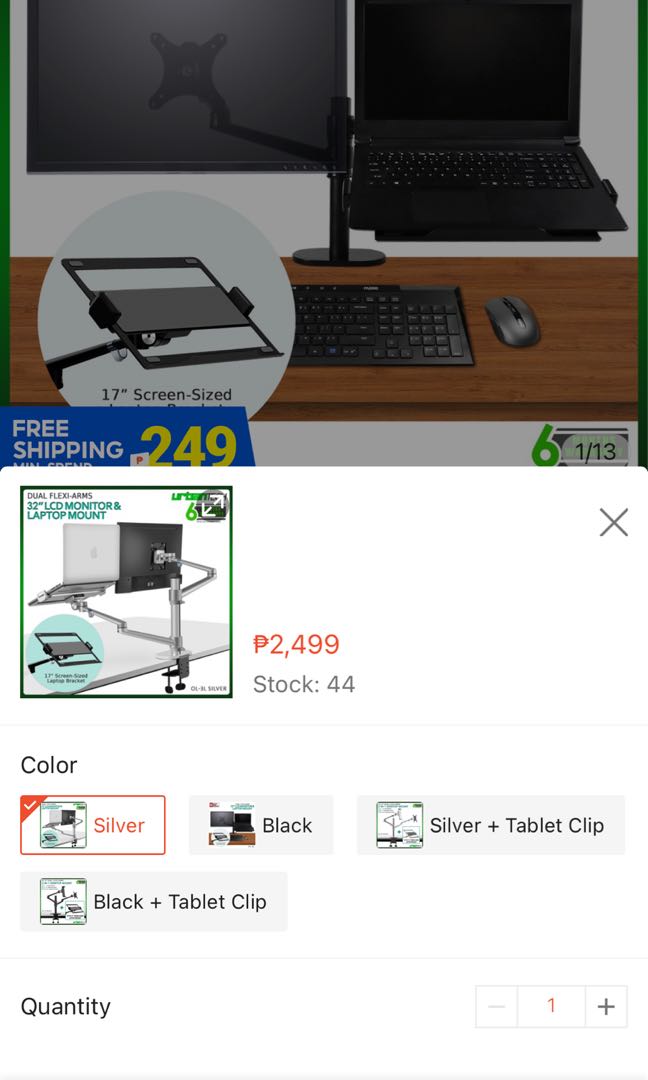 Laptop and Monitor Mount WFH Set Up, Computers & Tech, Parts ...