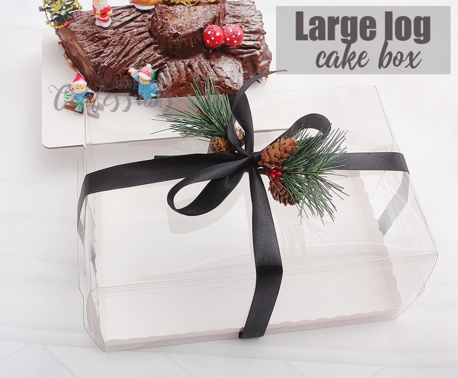 Large log cake box swiss roll box tree stump cake rectangle box clear ...
