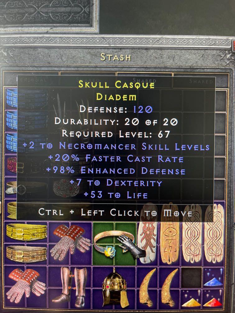 PC D2R Necro diadem circlet helmet +2 necro skills 20 FCr, Video Gaming ...