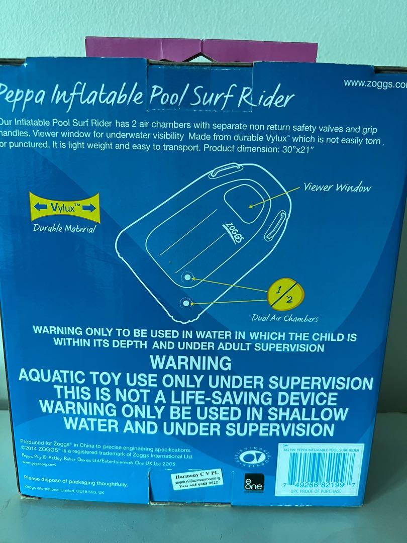 Peppa Pig Inflatable Pool Surf Rider (Zoggs), Babies & Kids, Going Out ...
