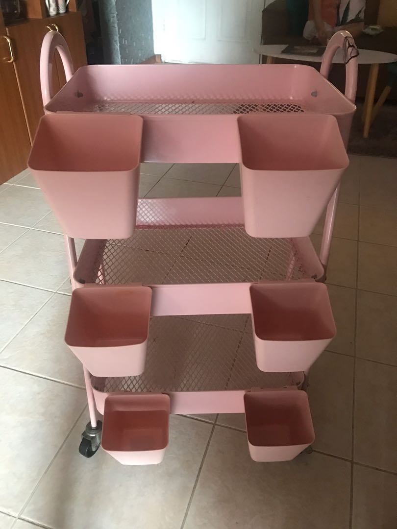 trolley organizer with side baskets and free wall mirror, Furniture ...