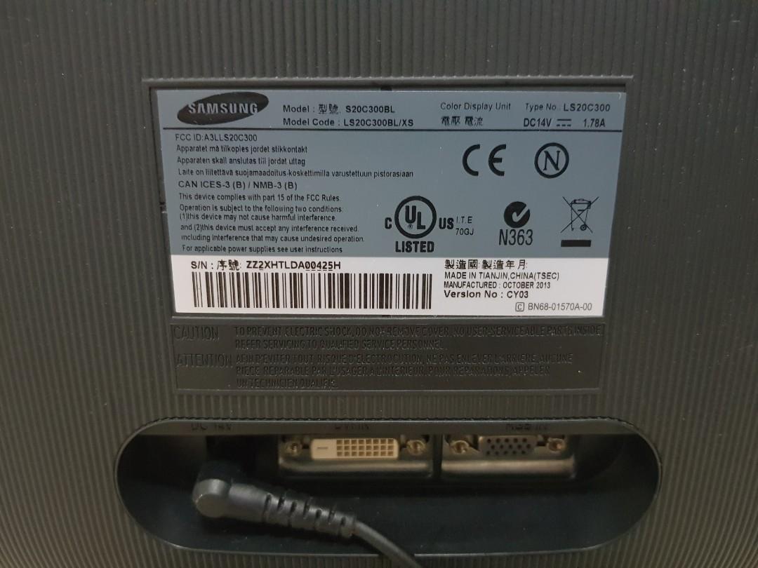 Samsung Monitor S20C300BL 20 inch Widescreen LED Backlit LCD Slim ...