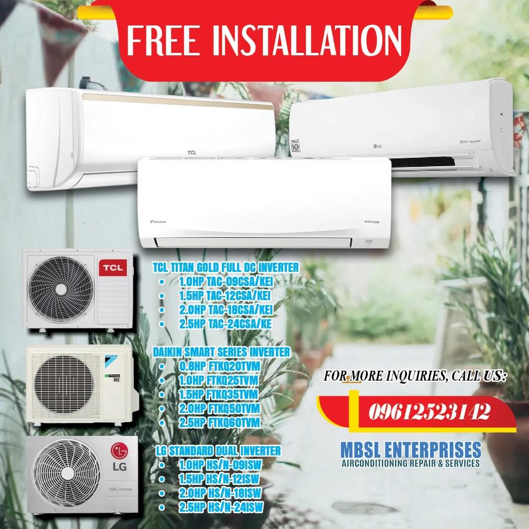 AFFORDABLE PRICE SPLIT TYPE AIRCON WITH FREE INSTALLATION, TV & Home ...