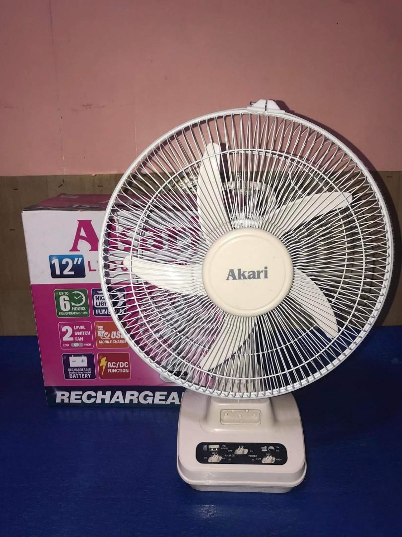 Akari Rechargeable Fan & Emergency Fan/Light, Furniture & Home Living ...