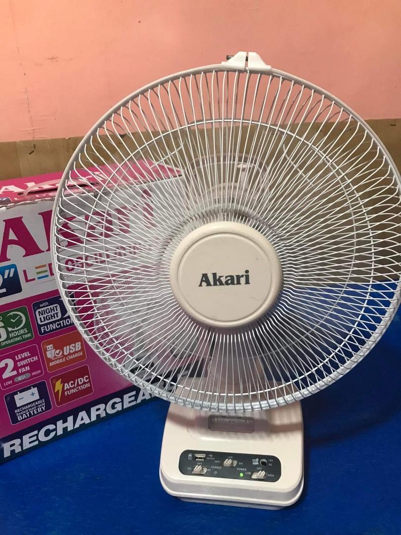 Akari Rechargeable Fan & Emergency Fan/Light, Furniture & Home Living ...