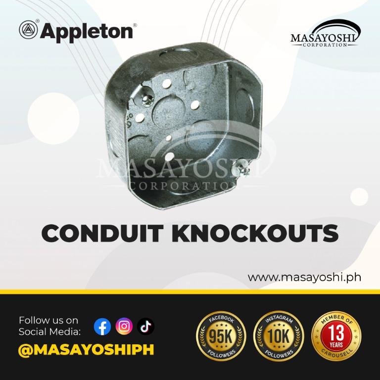 Appleton 4" Octagon Boxes, Conduit Knockouts: Sides: (4) 1/2", Bottom ...