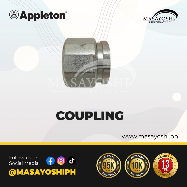 Appleton Rigid Three-Piece Coupling, 3/4", Threaded, Malleable | Model ...