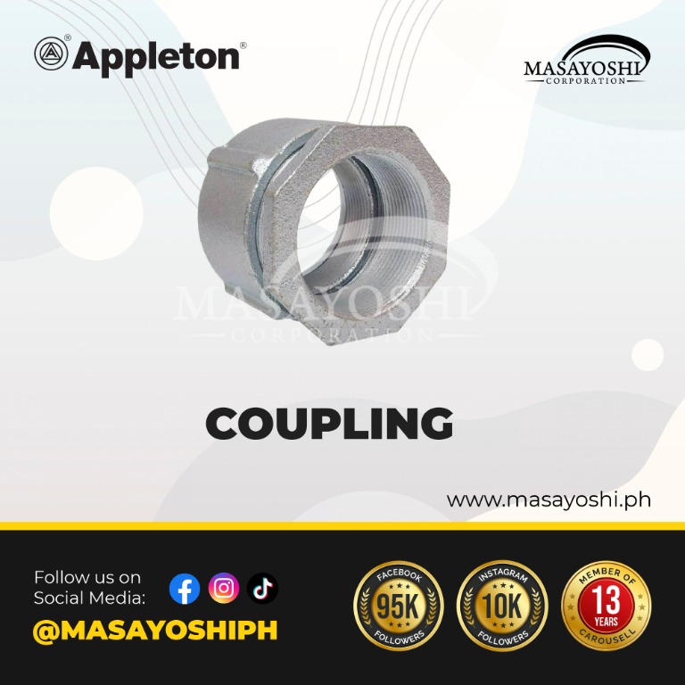 Appleton Rigid Three-Piece Coupling, 3-1/2", Threaded, Malleable ...