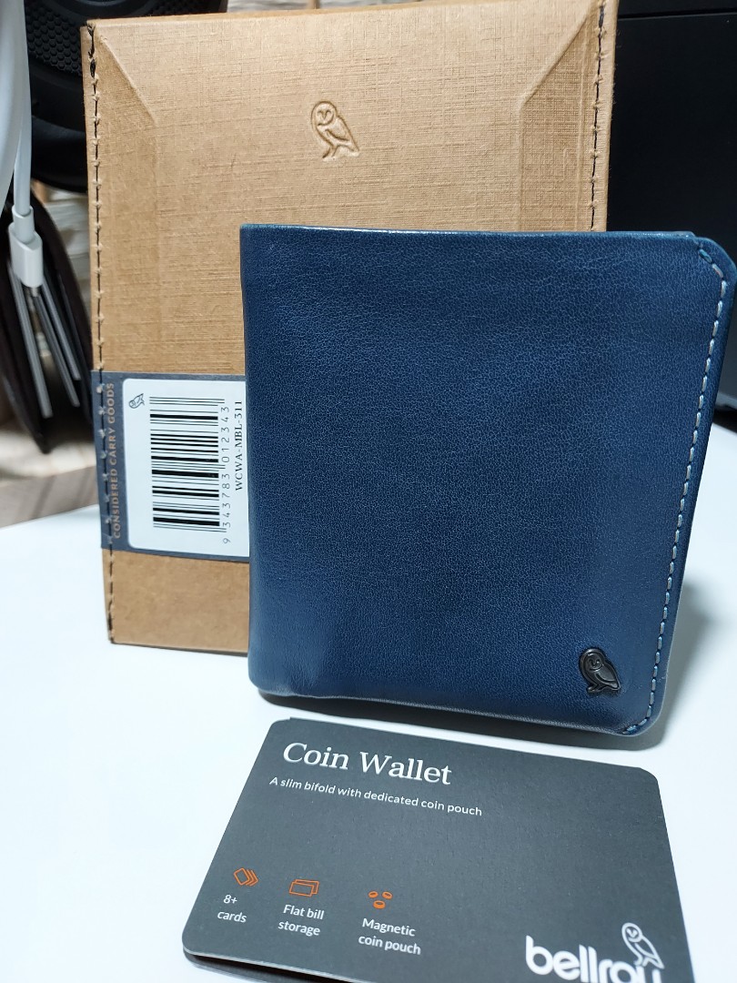 BELLROY SLIM COIN WALLET NOTE SLEEVE Marine Blue, Men's Fashion ...