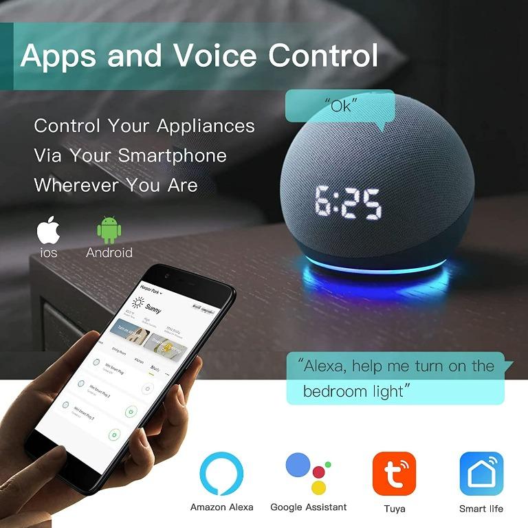 Bseed Smart Wifi 2 Gang 1 Way Alexa Switchable Switches Black, Glass ...